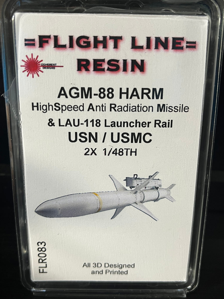 FLR083 1/48 AGM-88 HARM w/ LAU-118 Launch rail (Set of 2 each) USN/USM – Phase Hangar Resin